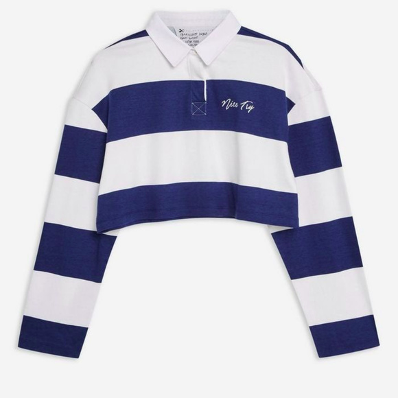 Topshop | Tops | Topshop Nice Try Rugby Polo Crop Top Preppy Academia ...